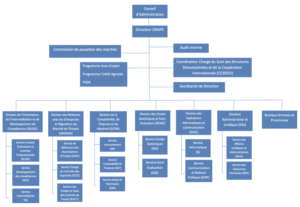 Notre Organigramme – ONAPE :Office National pour la Promotion de l’Emploi